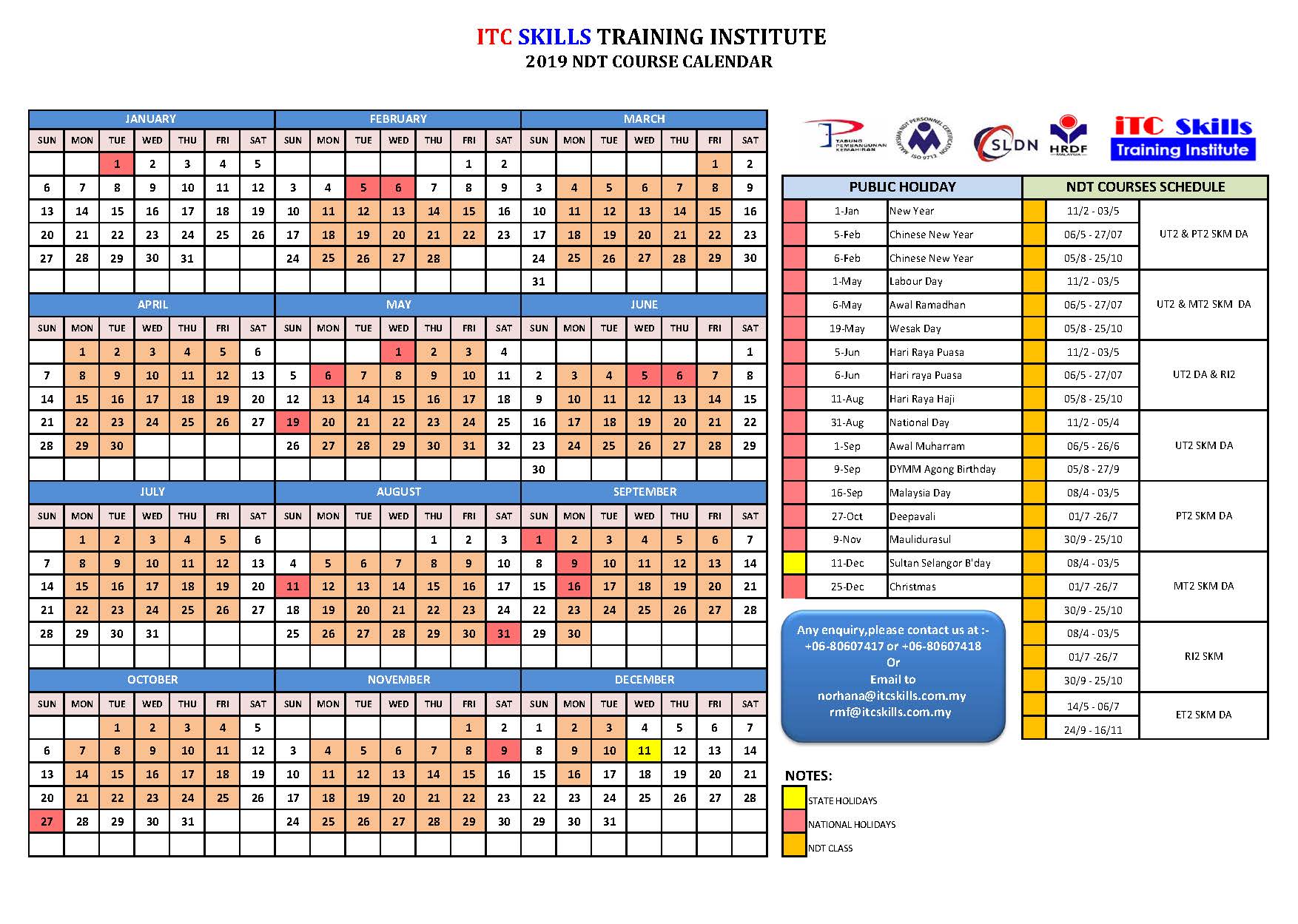Takwim NDT 2019 - ITC Skills